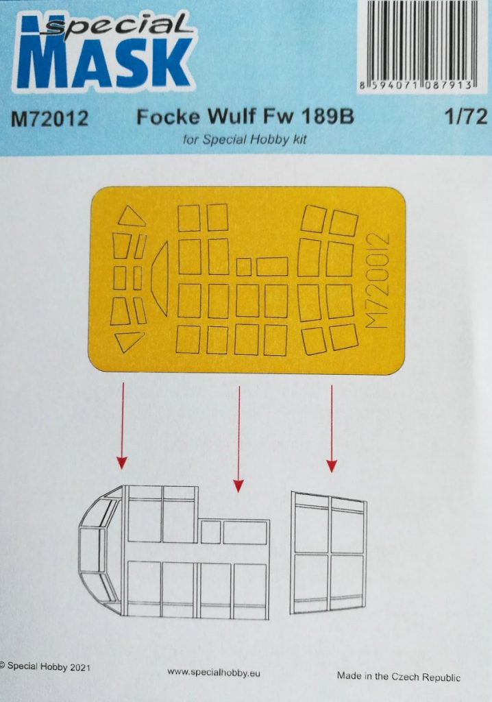 Selbstklebende Masken füpr Special Hobbys FW 189 B-0 in 1:72 von ...