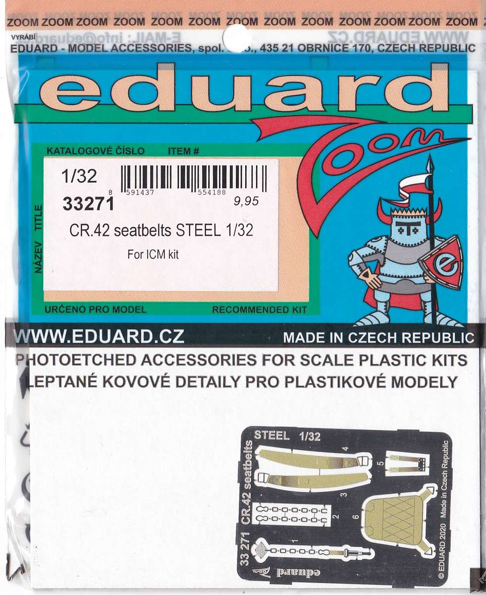 Seatbelts STEEL für ICMs Fiat CR. 42 in 1:32 von Eduard # 33271