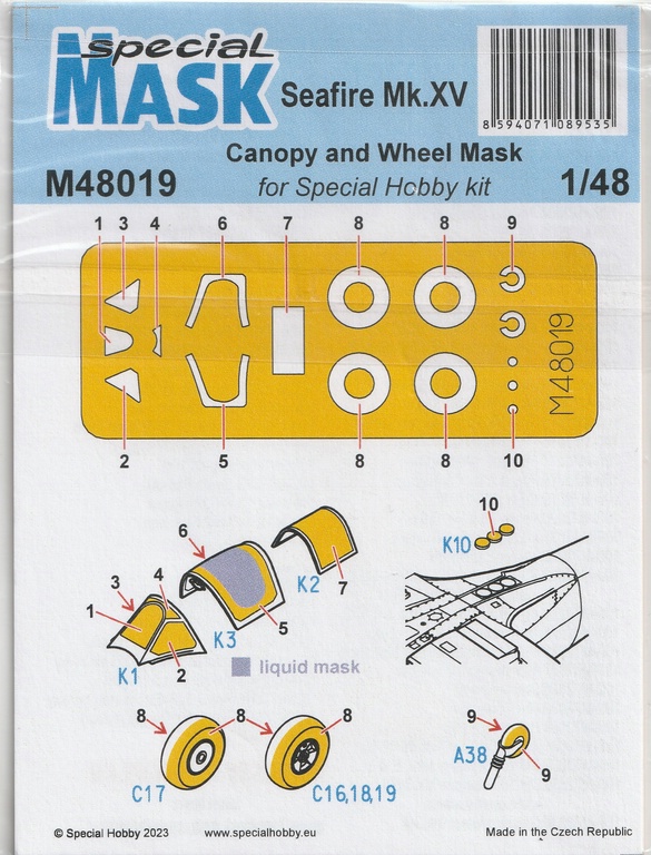Maskenset Seafire Mk. 15 in 1:48 von Special Hobby # M 48019