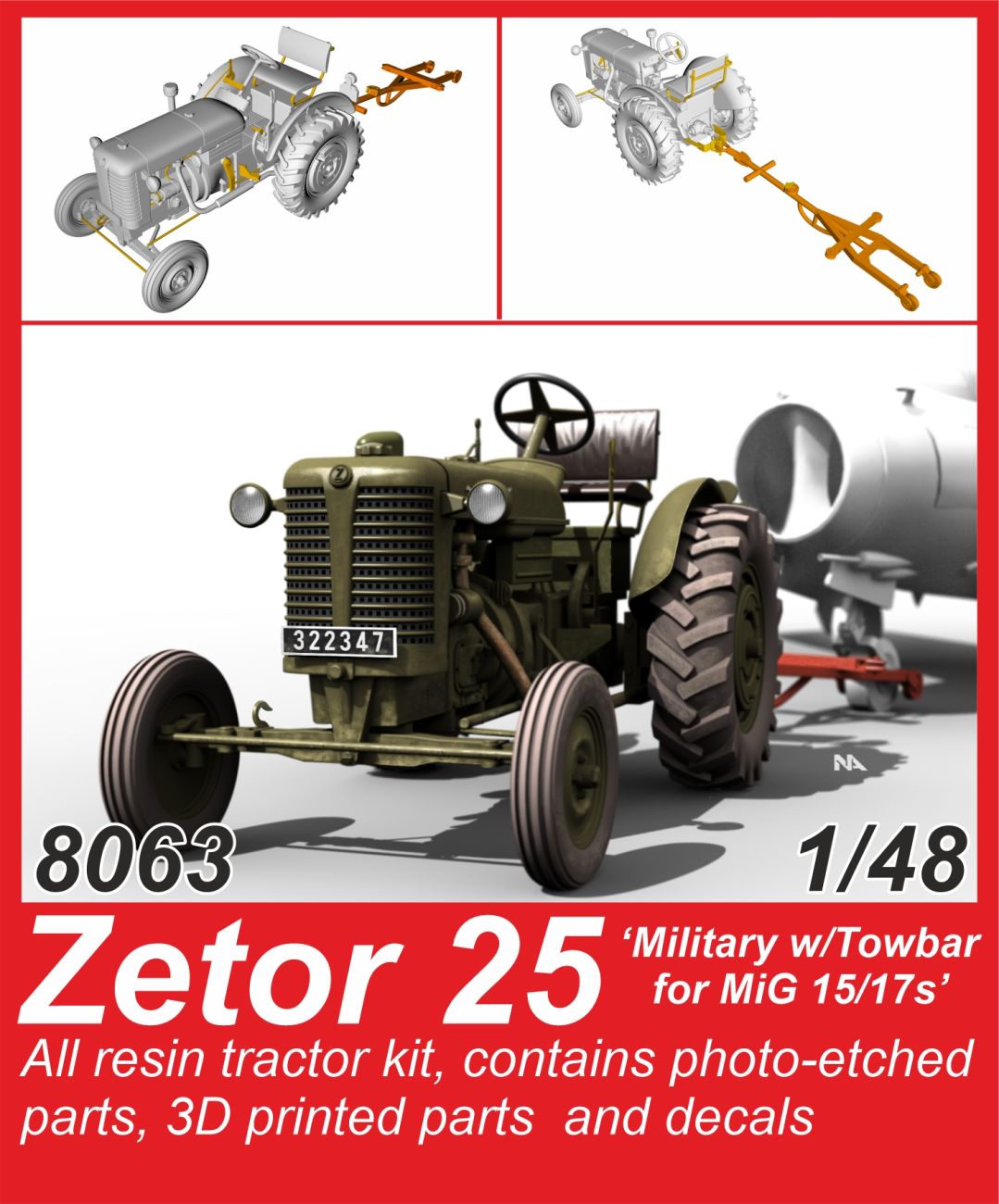 Zetor 25 Military with towbar in 1:48 von CMK # 8063
